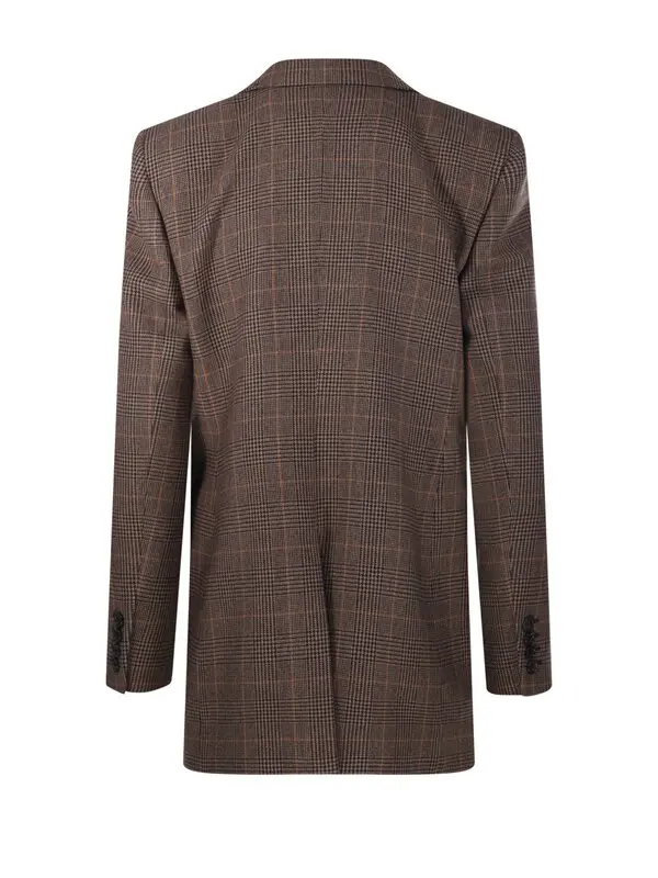 Saint Laurent Tailored Checkered Blazer - Brown