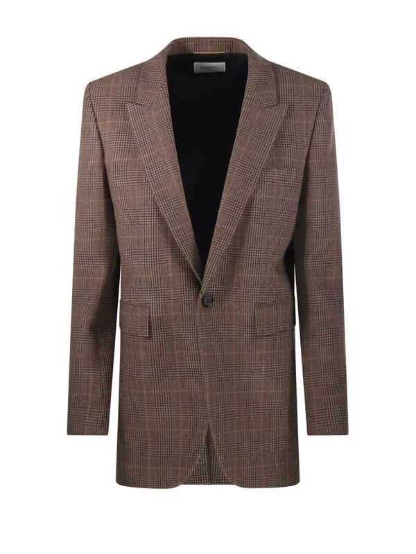 Saint Laurent Tailored Checkered Blazer