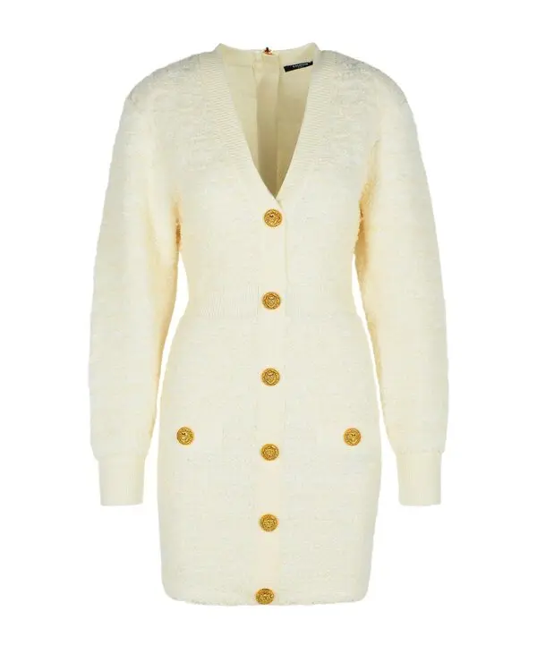Balmain Rear Zipped Tweed Mini Dress