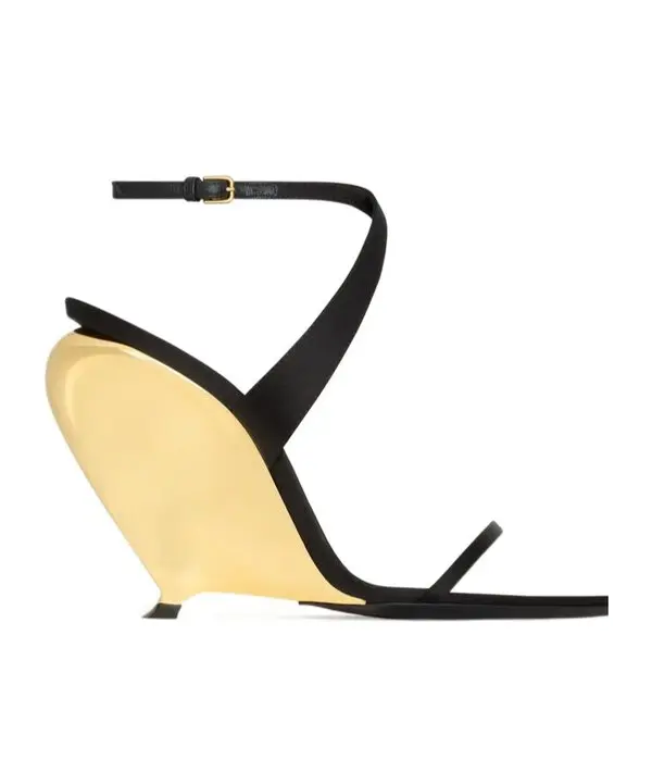 Saint Laurent Tallulah Wedge Sandals - Black/orange