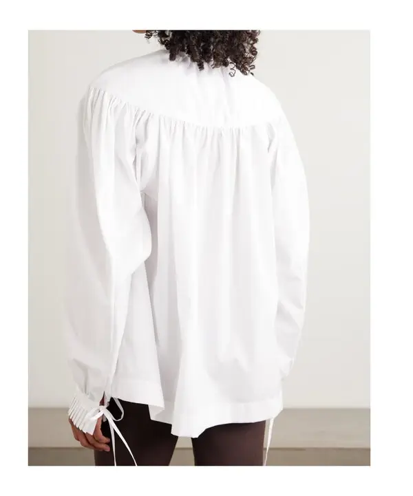 Dries Van Noten Tie-up Ruffled Shirt - White
