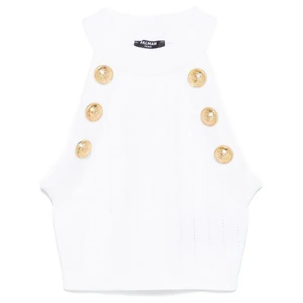 Balmain Halterneck Knit Cropped Top - No