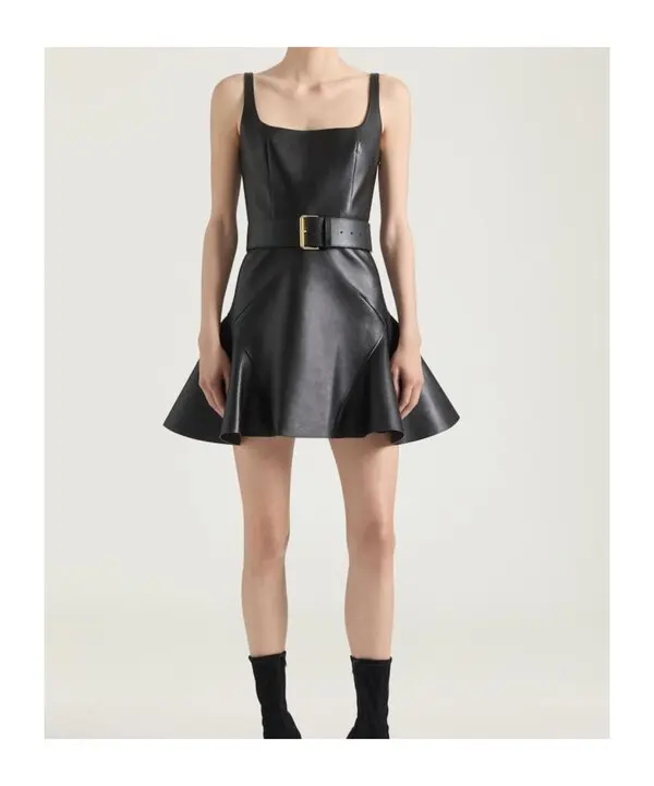 Givenchy Leather Fluted Mini Dress