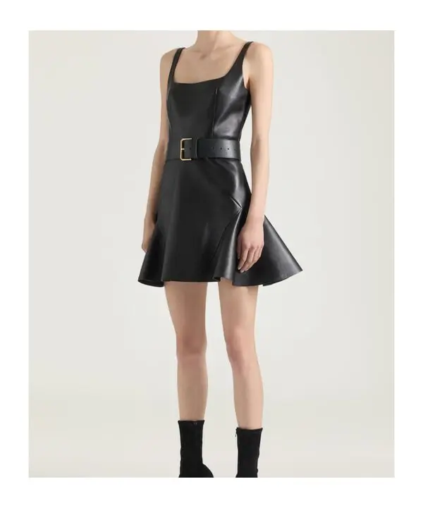 Givenchy Leather Fluted Mini Dress