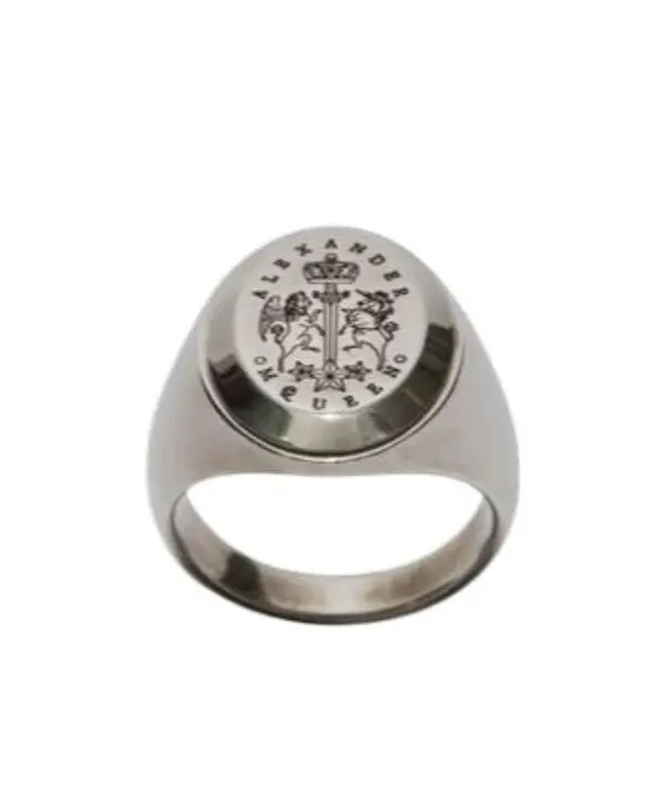 Alexander McQueen Engraved Detail Ring - Gray