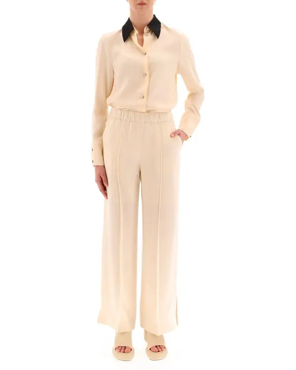 JIL SANDER Wide Leg Logo Casual Pants - Nude