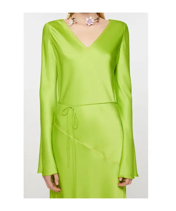 Acne Studios Satin Midi Dress - Green | Editorialist