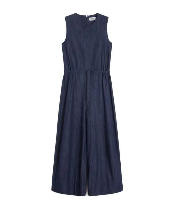 Max Mara Sleeveless Denim Jumpsuit With Drawstring Waist - Night Blue
