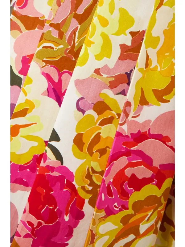 Dries Van Noten Pleated Floral Print Belted Dress