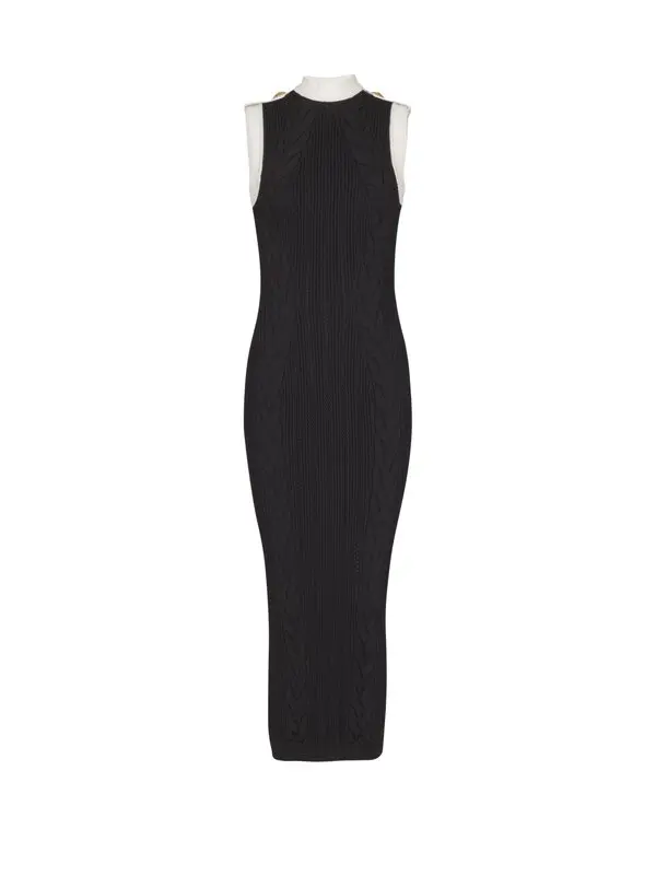 Balmain Long Two-tone Cable-knit Dress
