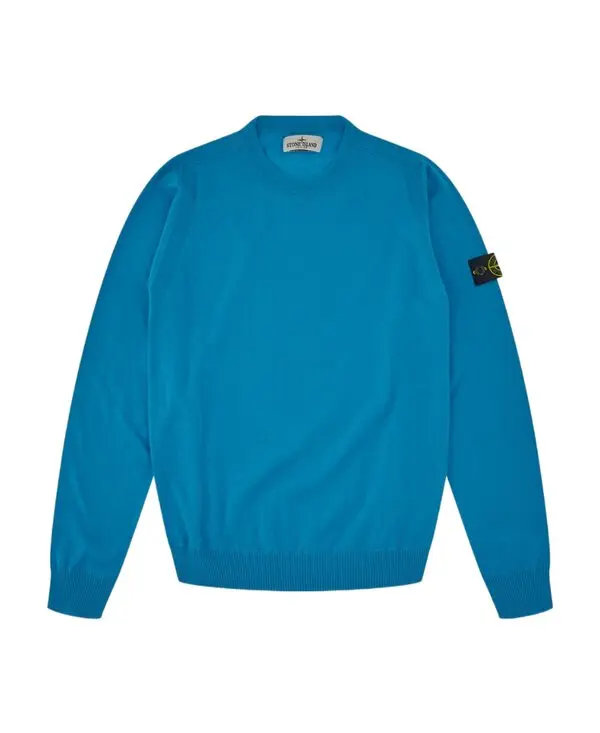Stone Island Teen Buttoned Jumper With Logo Patch - Turquoise