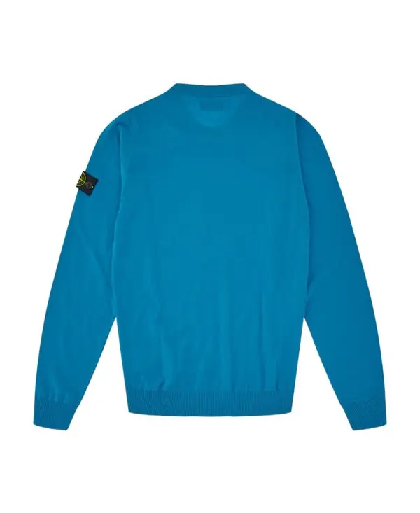 Stone Island Teen Buttoned Jumper With Logo Patch - Turquoise