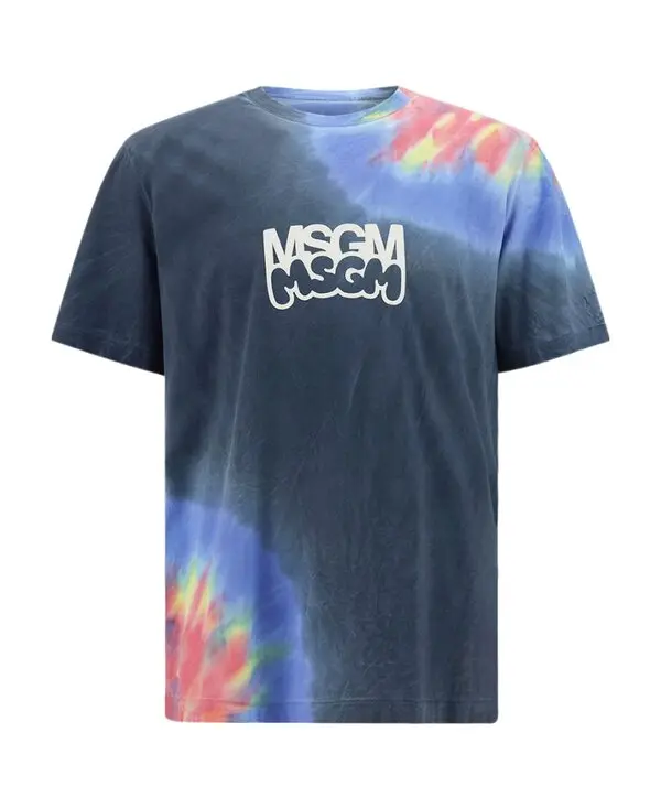 MSGM Tie-dyed Crewneck T-shirt - Blue