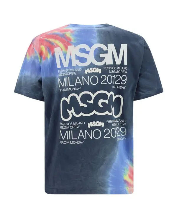 MSGM Tie-dyed Crewneck T-shirt - Blue