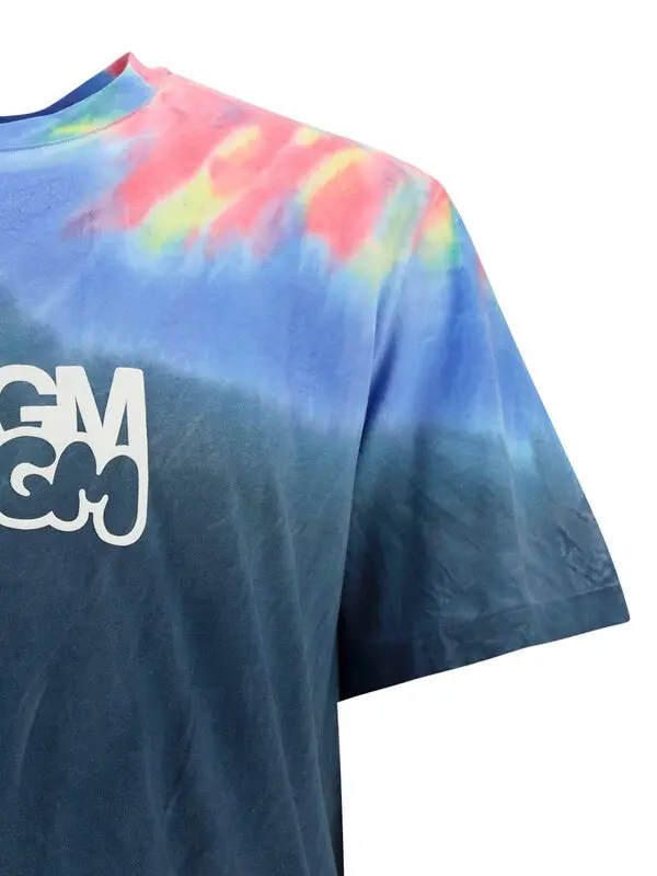 MSGM Tie-dyed Crewneck T-shirt - Blue