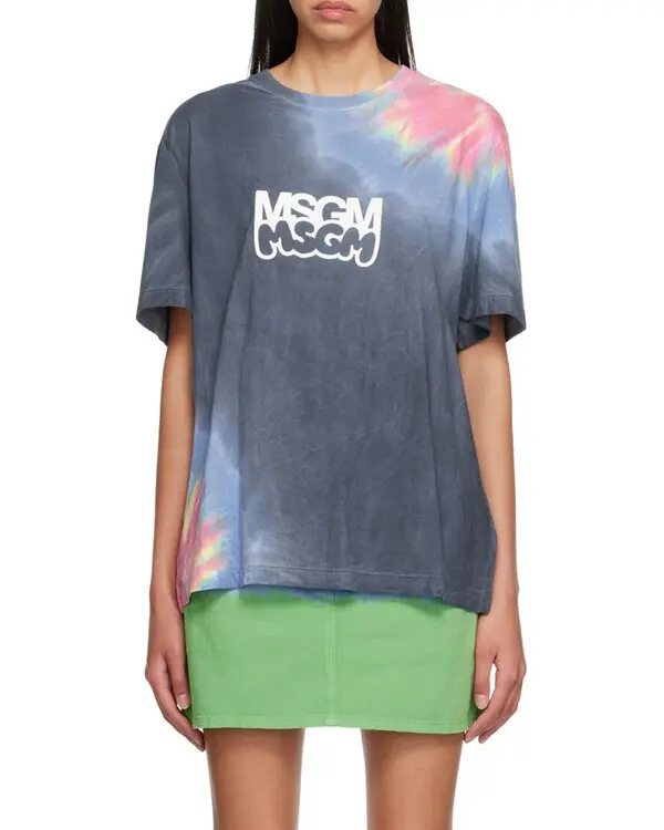 MSGM Tie-dyed Crewneck T-shirt - Blue