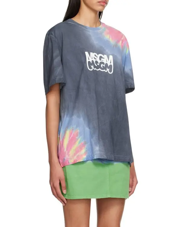 MSGM Tie-dyed Crewneck T-shirt - Blue