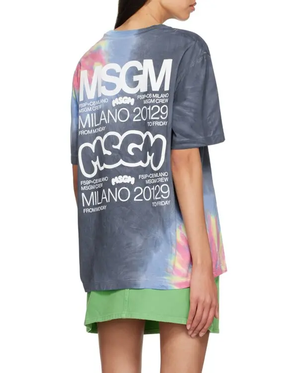 MSGM Tie-dyed Crewneck T-shirt - Blue