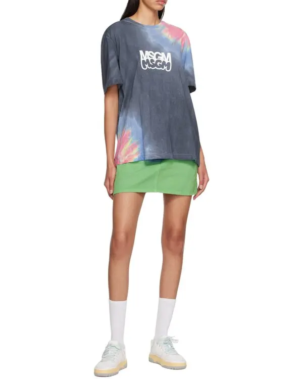 MSGM Tie-dyed Crewneck T-shirt - Blue
