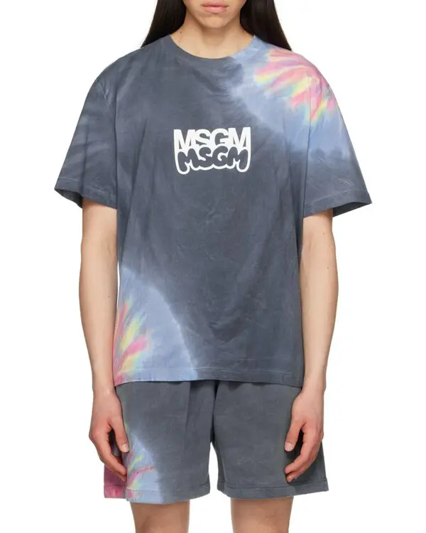 MSGM Tie-dyed Crewneck T-shirt - Blue