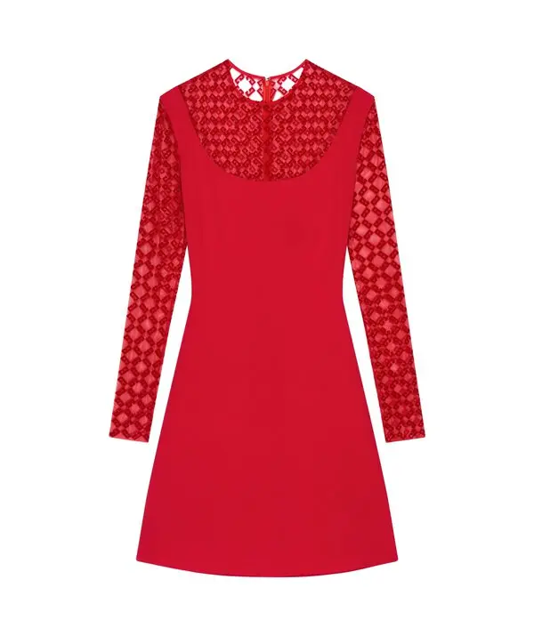 Givenchy Monogrammed Sheer Panelled Dress - Red