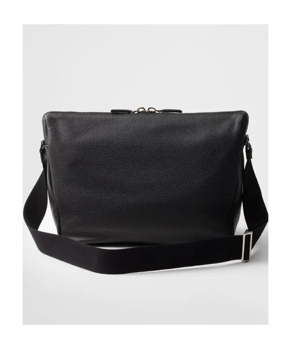Prada Logo Plaque Zipped Shoulder Bag - Black