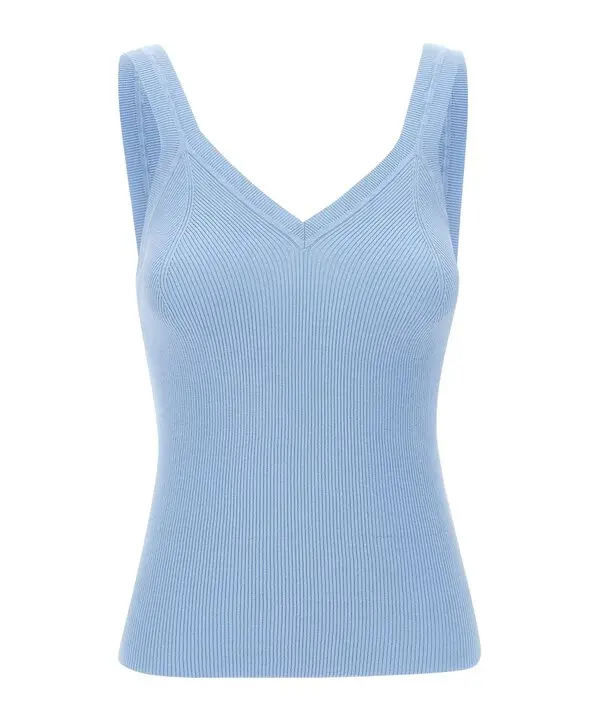 P.a.r.o.s.h Fine-ribbed V-neck Tank Top - Blue