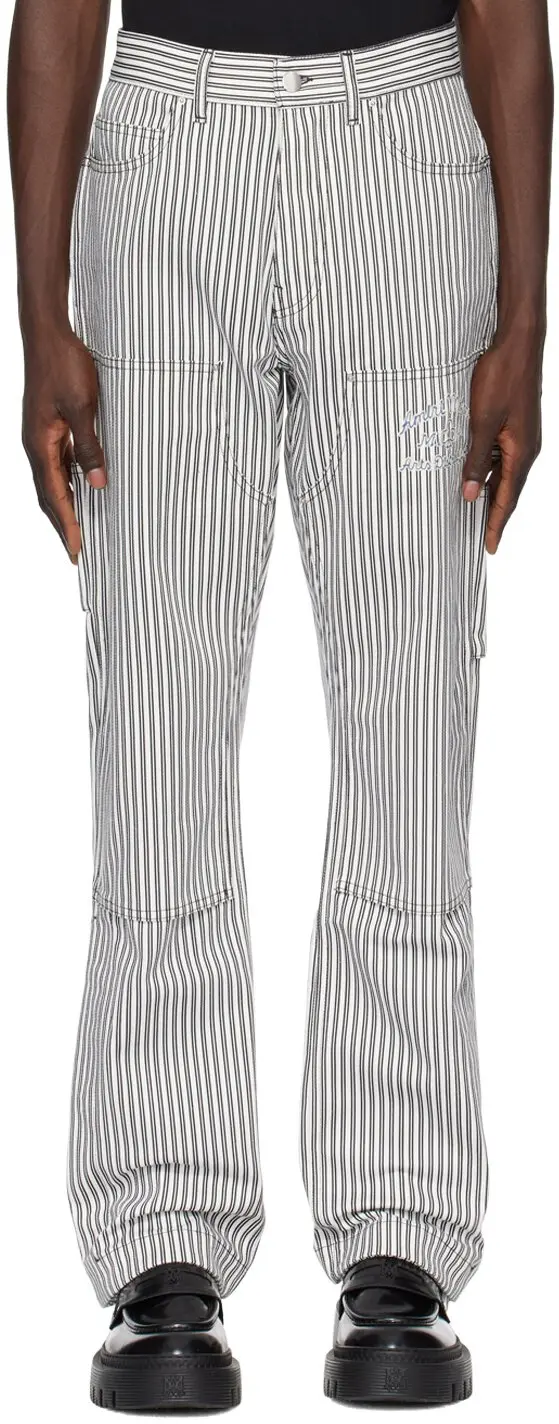 Amiri Logo Patch Straight-leg Striped Trousers