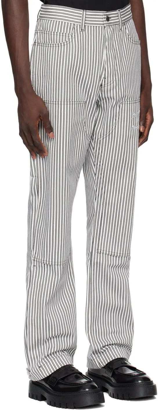 Amiri Logo Patch Straight-leg Striped Trousers
