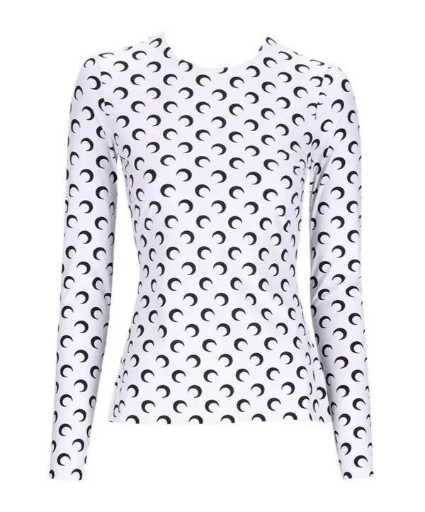 MARINE SERRE Moon Print Long Sleeve Crewneck T-shirt - No