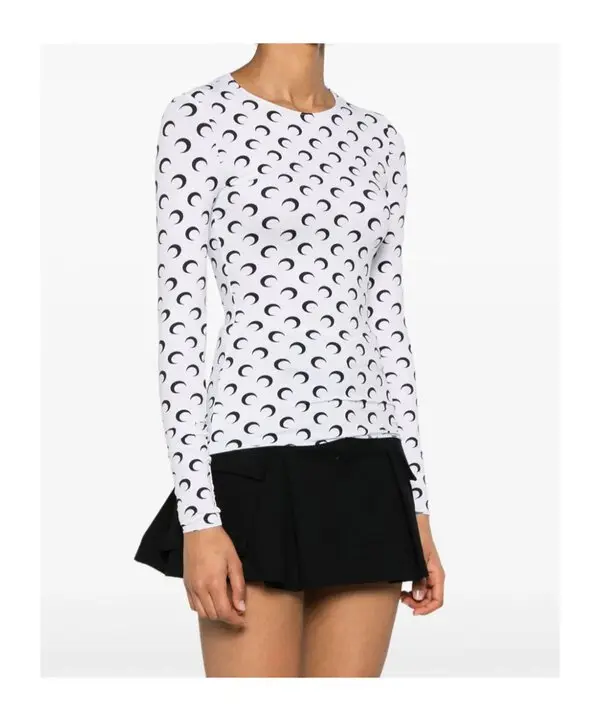 MARINE SERRE Moon Print Long Sleeve Crewneck T-shirt - No