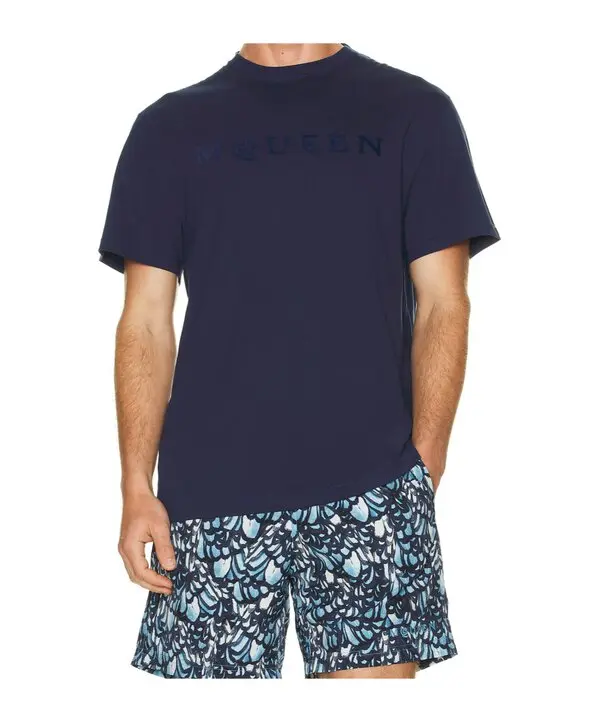 Alexander McQueen Flocked-logo Crewneck T-shirt