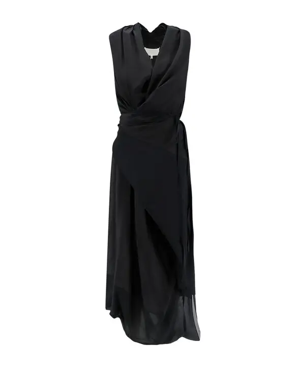 MAISON MARGIELA Sleeveless V-neck Draped Midi Dress