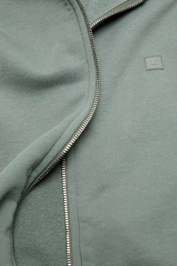Acne Studios Face Logo Patch Zip-up Hooded Sweatshirt