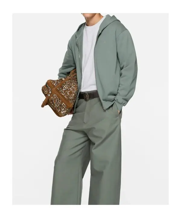 Acne Studios Face Logo Patch Zip-up Hooded Sweatshirt