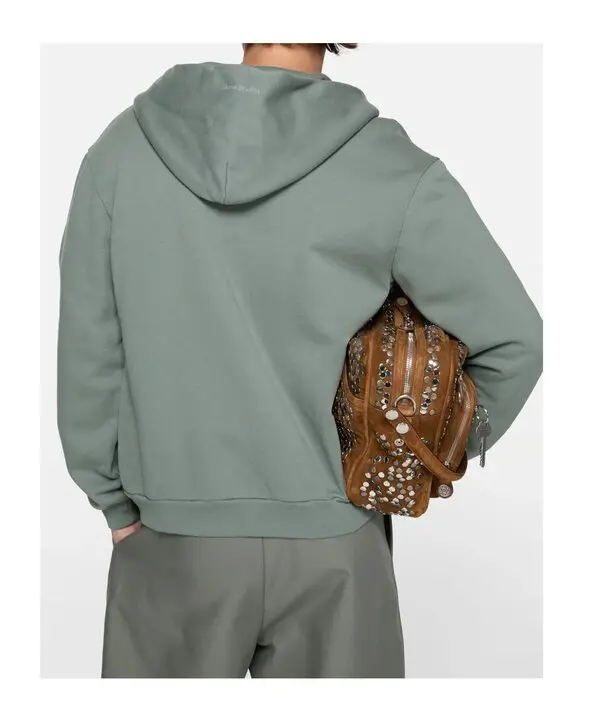 Acne Studios Face Logo Patch Zip-up Hooded Sweatshirt