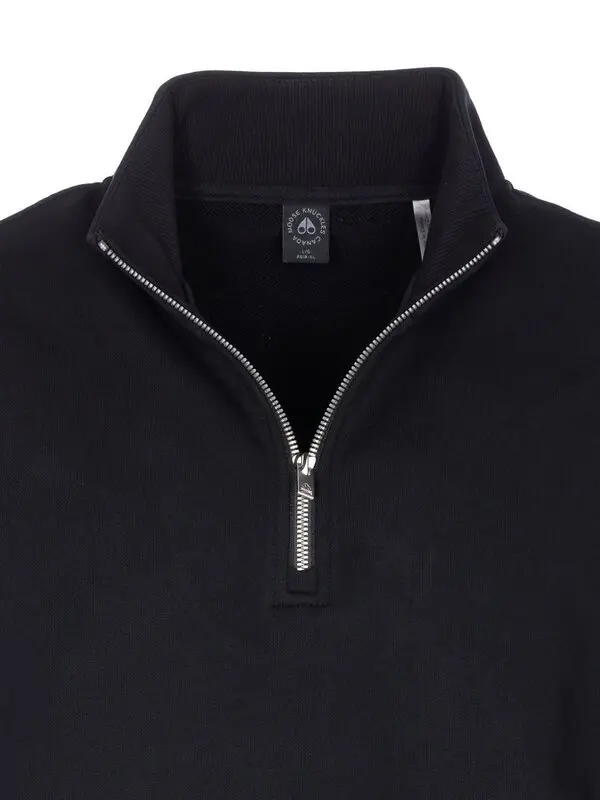 Moose Knuckles Quarter-zip Sweatshirt With Logo Detail - Black