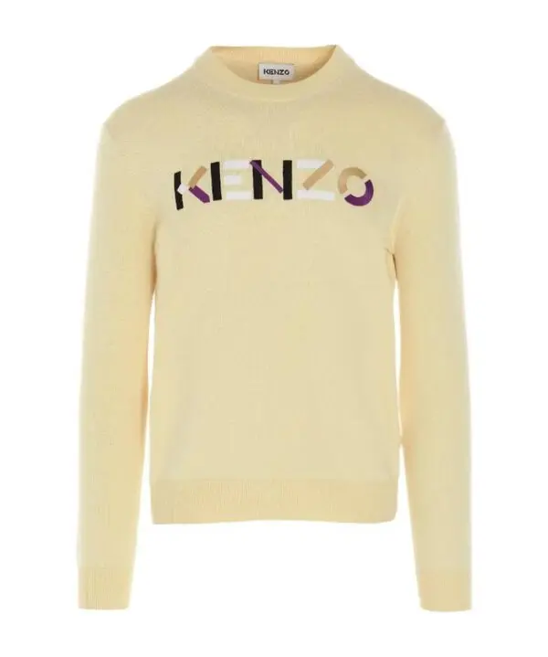Kenzo Embroidered Logo Crew Neck Jumper - Nude