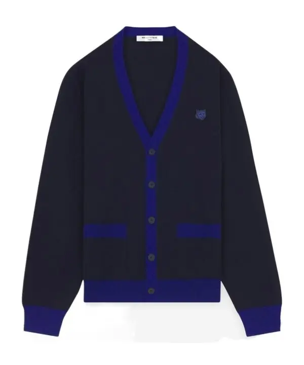 Maison Kitsuné Bold Fox Head Patch V-neck Cardigan - Black