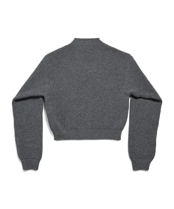 Balenciaga Logo Patch Cropped Sweater - Grey