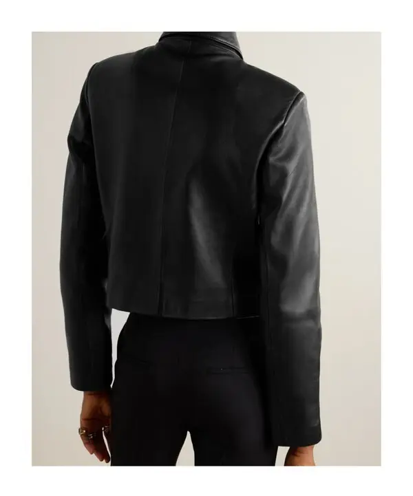 Nour Hammour Long-sleeved Leather Jacket - Black