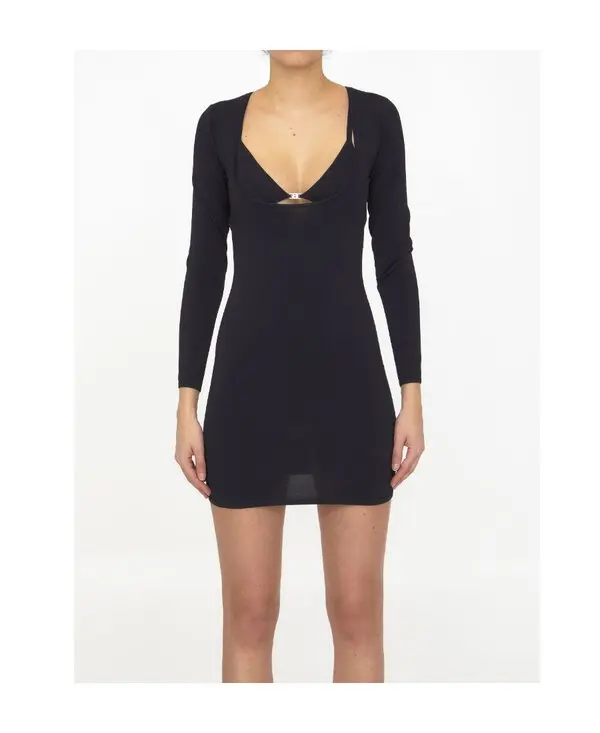Alexander Wang Logo Detail Cut-out Long Sleeve Mini Dress