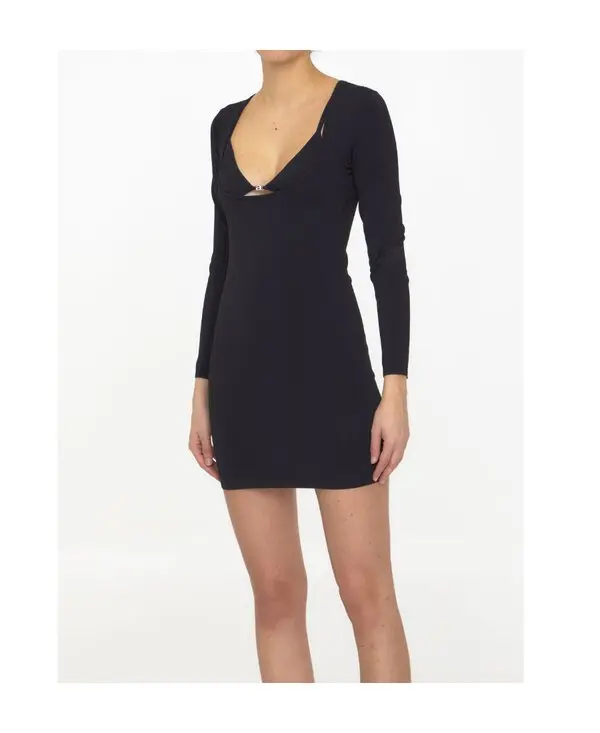 Alexander Wang Logo Detail Cut-out Long Sleeve Mini Dress