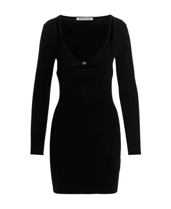 Alexander Wang Logo Detail Cut-out Long Sleeve Mini Dress