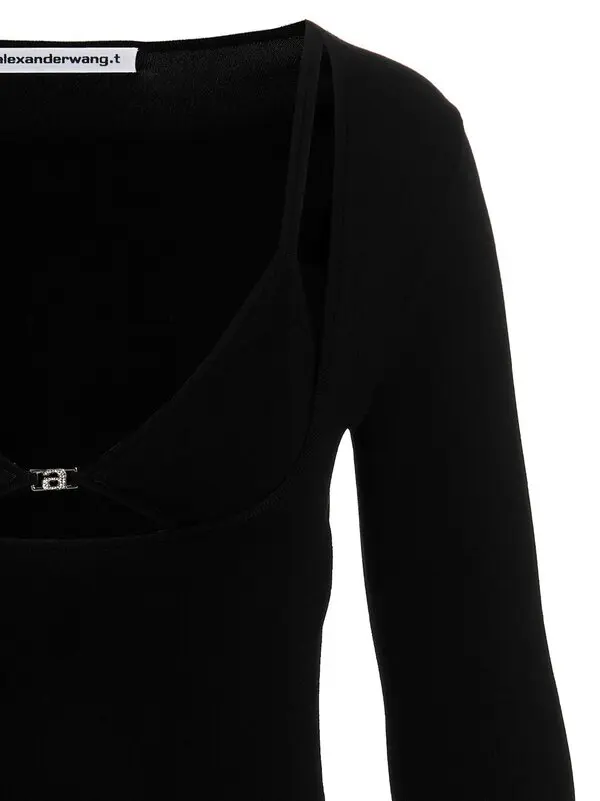 Alexander Wang Logo Detail Cut-out Long Sleeve Mini Dress