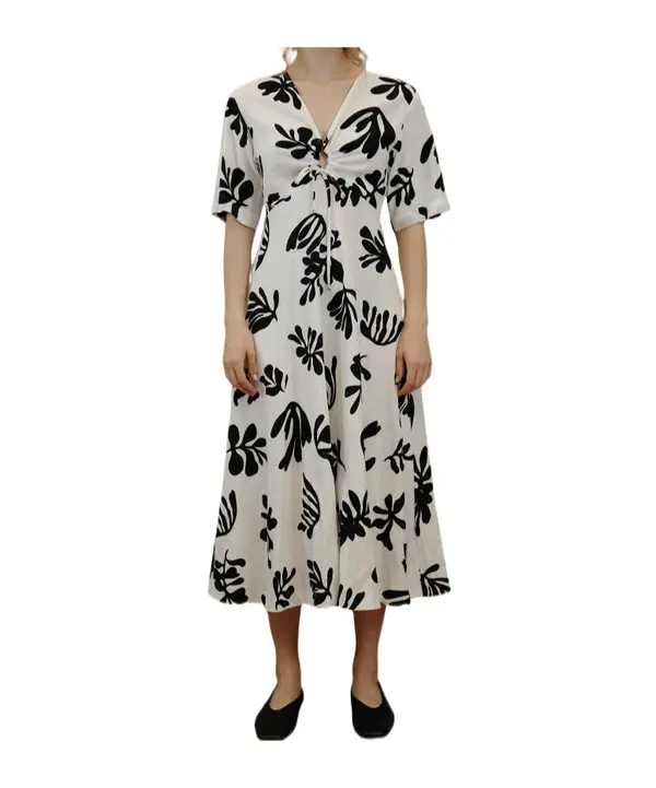 Marella Linen And Viscose Mat Dress With Floral Print