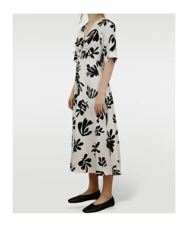 Marella Linen And Viscose Mat Dress With Floral Print
