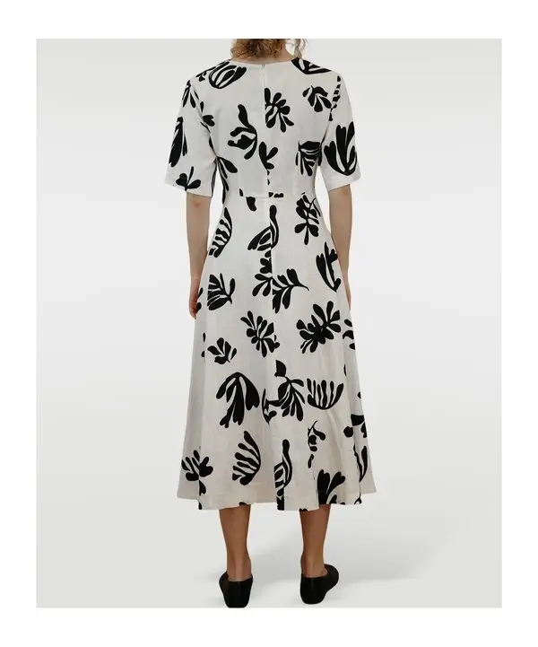 Marella Linen And Viscose Mat Dress With Floral Print