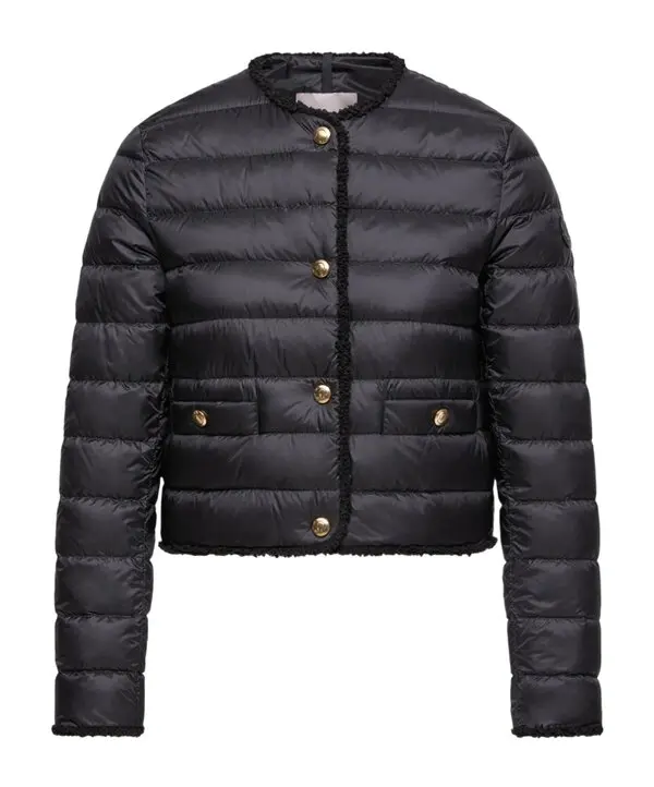 Moncler Quilted Down Jacket With Bouclé Accents - Black