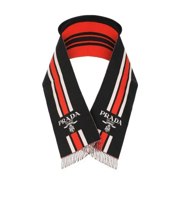 Prada Striped Logo Scarf